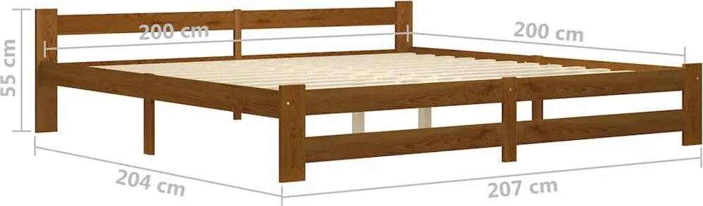 Rám postele bez matrace Honey Brown Masivní borovicové dřevo 322011