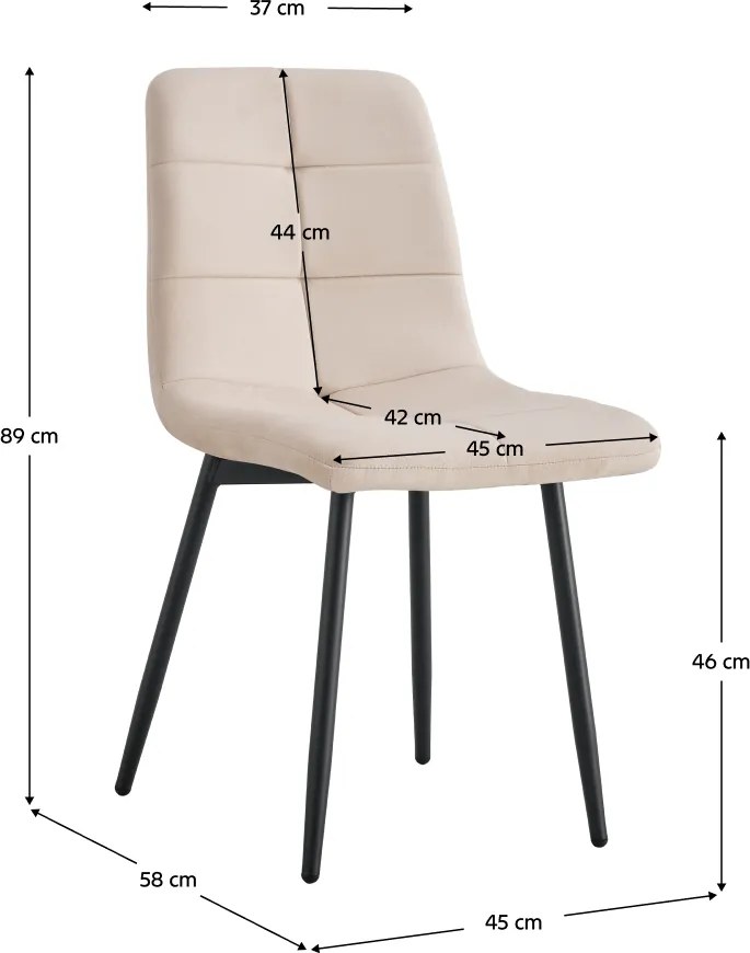 Jídelní židle, béžová Velvet látka/kov, DAMIA TYP 1