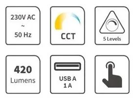LED Stmívatelná stolní lampa s USB LED/7W/230V 3000K/4000K/5500K bílá