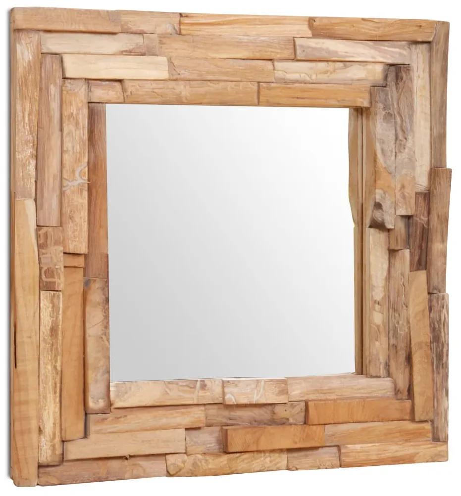 244562 vidaXL Dekorativní zrcadlo teak 60 x 60 cm čtvercové