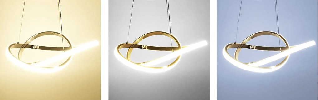 Toolight - Moderní LED kruhové závěsné stropní svítidlo + dálkové ovládání APP390-CP, zlatá, OSW-06906