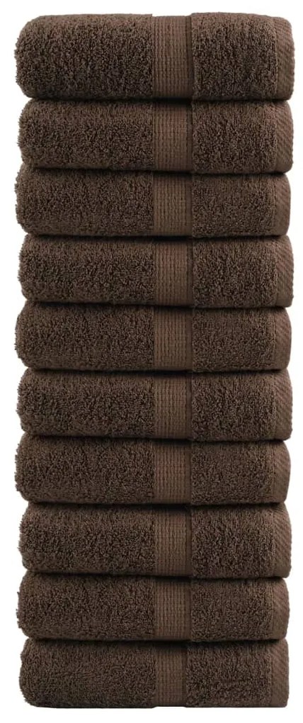 Prémiové ručníky pro hosty SOLUND 10 ks hnědé 30x50 cm 600 g/m² 137232