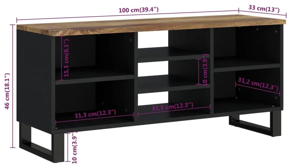 TV stolek 100 x 33 x 46 cm masivní mangovník a kompozitní dřevo