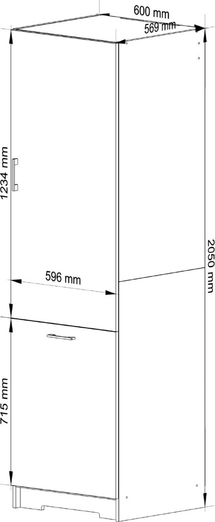 Skříň na vestavnou chladničku S 60cm Artus bílá/sonoma