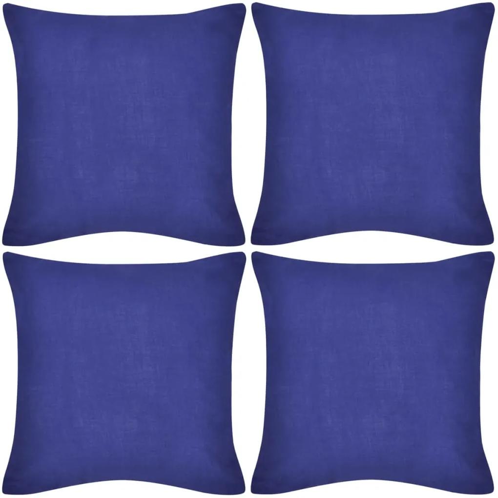 130920 vidaXL 130920 4 Blue Cushion Covers Cotton 50 x 50 cm