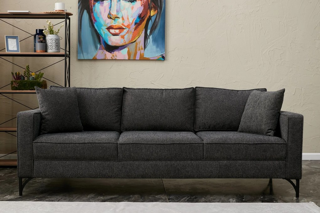 Hanah Home Třímístná pohovka BERLIN antracitová 222 cm 825BLC2796