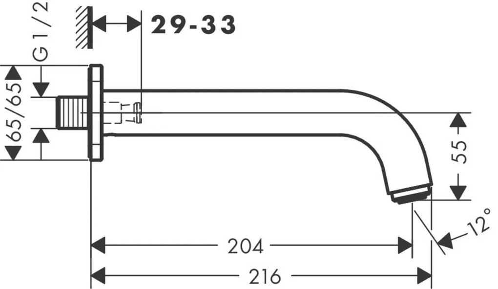 Hansgrohe Vernis Shape, vanový výtok, chromová, HAN-71460000