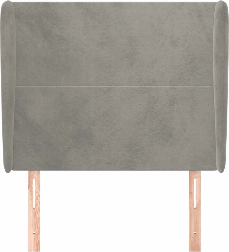 Čelo postele typu ušák světle šedé 93 x 23 x 118/128 cm samet 3117712