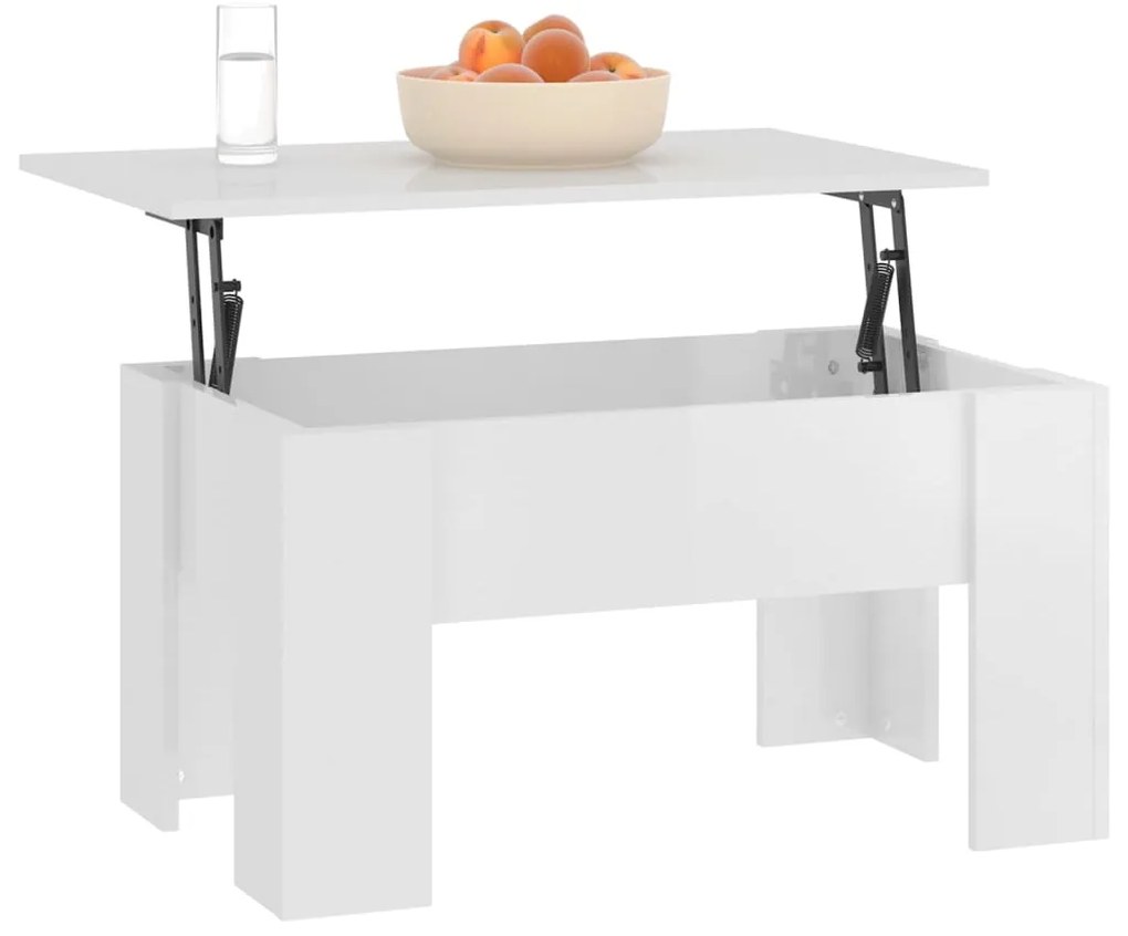 Konferenční stolek lesklý bílý 79 x 49 x 41 cm kompozitní dřevo - Default Title