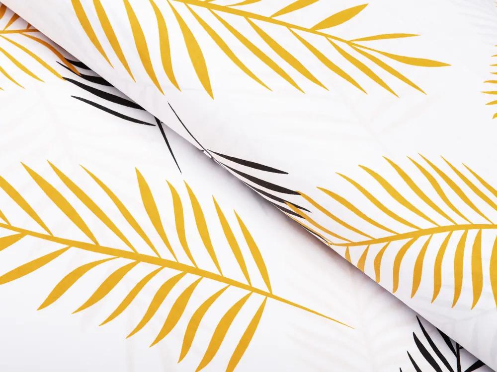 Biante Bavlněný čtvercový ubrus Sandra SA-219 Zlaté a černé palmové listy na bílém 100x100 cm