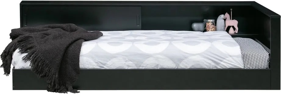 Černá jednolůžková postel z borovicového dřeva WOOOD Connect, 90 x 200 cm