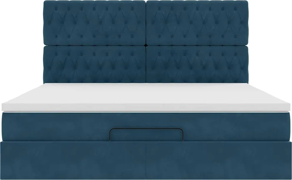 Osmanský rám postele s matracíes tmavě modrá 160x200cm samet 3313557