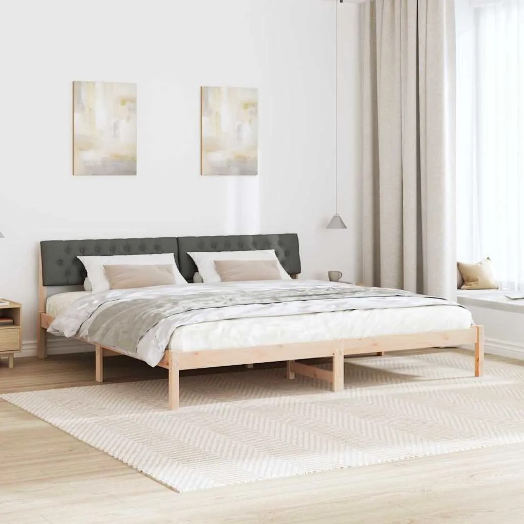 Rám postele s čelo hnědá a tmavě šedá 200 x 200 cm 3394339