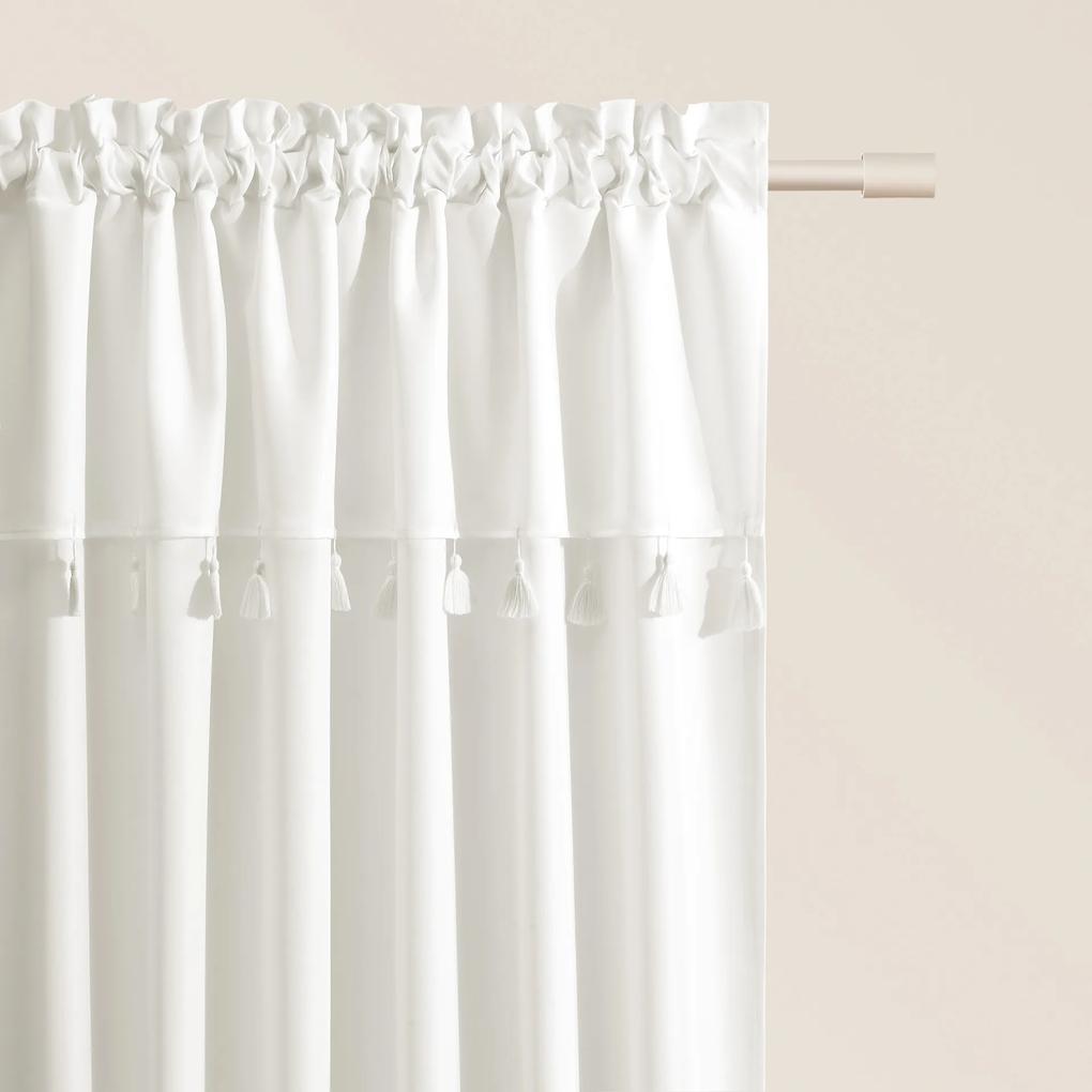 Room99 Hotový závěs na pásce s třásněmi Astoria Jednobarevný Barva: Bělošedá, Velikost: 140 x 260 cm