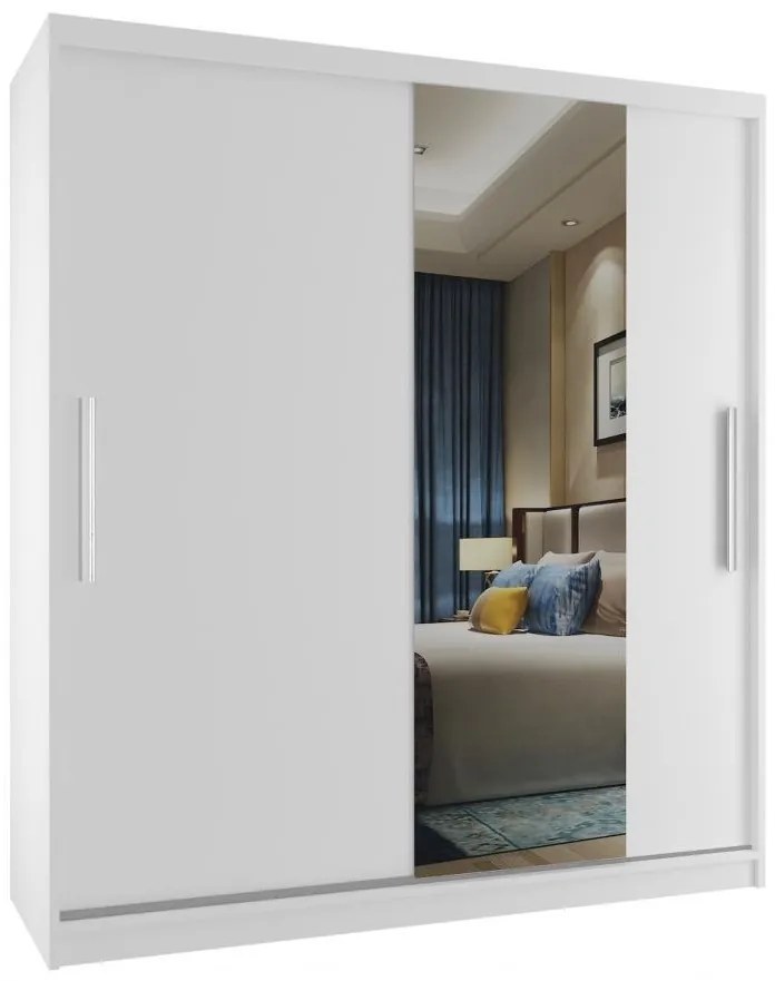 Bílá šatní skříň Mirror 133 cm