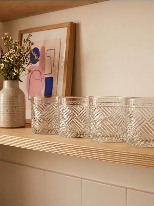 Sinsay - Sklenice s dekorativním žebrováním 4 pack - clear
