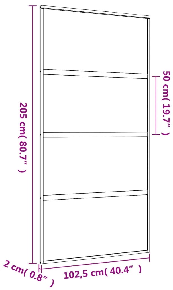 Posuvné dveře zlaté 102,5 x 205 cm čiré ESG sklo a hliník - Default Title