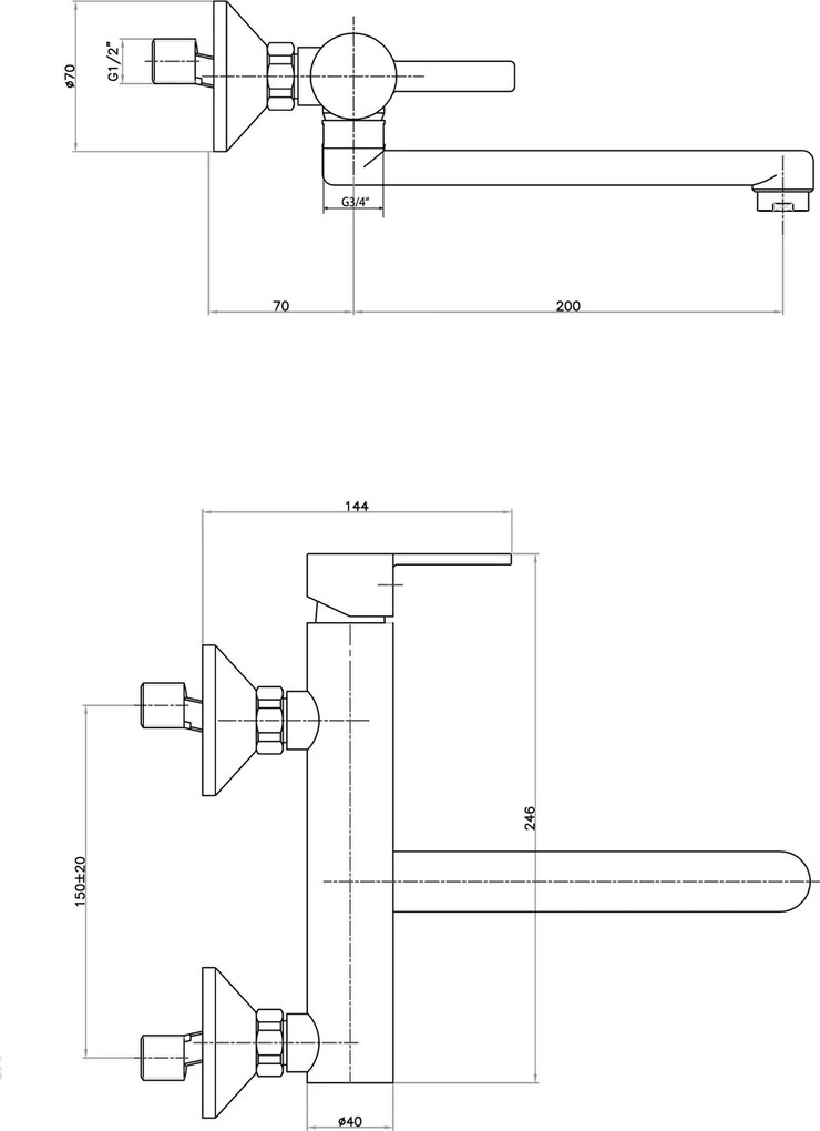Sapho, ESPADA nástěnná baterie, chrom, ES15