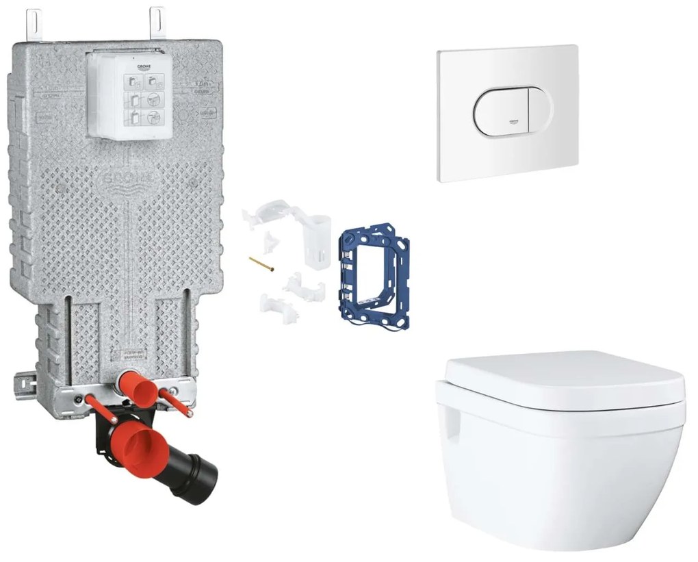 Grohe Uniset - Set předstěnové instalace, klozetu, sedátka SoftClose, tlačítka Arena Cosmopolitan a sady pro vhazování tablet, alpská bílá SANI15BB3125