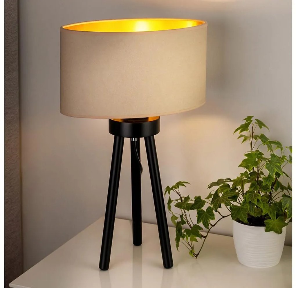 Duolla - Stolní lampa OVAL VEGAN 1xE27/15W/230V pr. 30 cm krémová