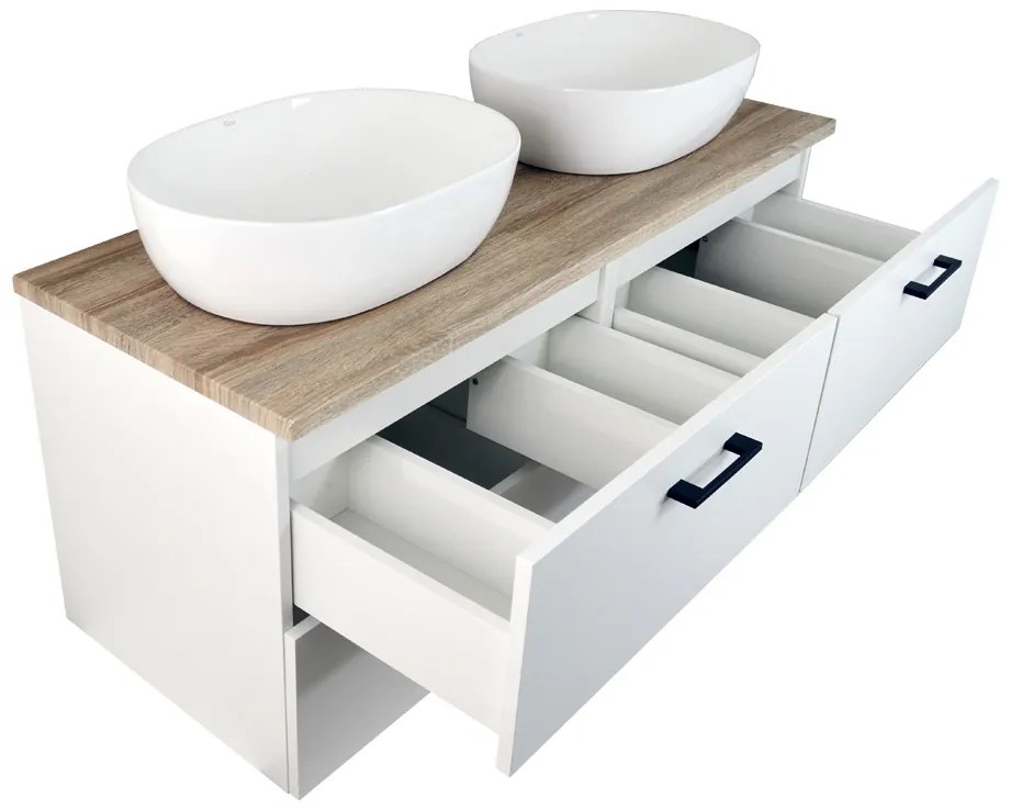 Comodo Koupelnová skříňka pod deskové umyvadlo Agria NEW W 120-HD - bílá/dub sonoma