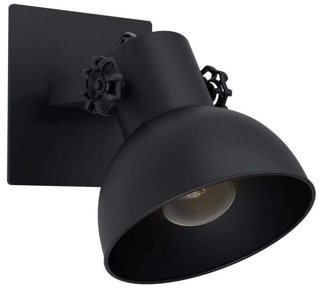 Eglo 43431 BARNSTAPLE 1 - Nástěnná nebo stropní industriální bodovka v černé barvě 1 x E27