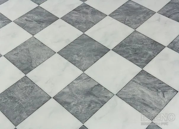 Breno PVC SMARTEX Holywell 097L - šedo-bílá dlažba, šíře 100 cm