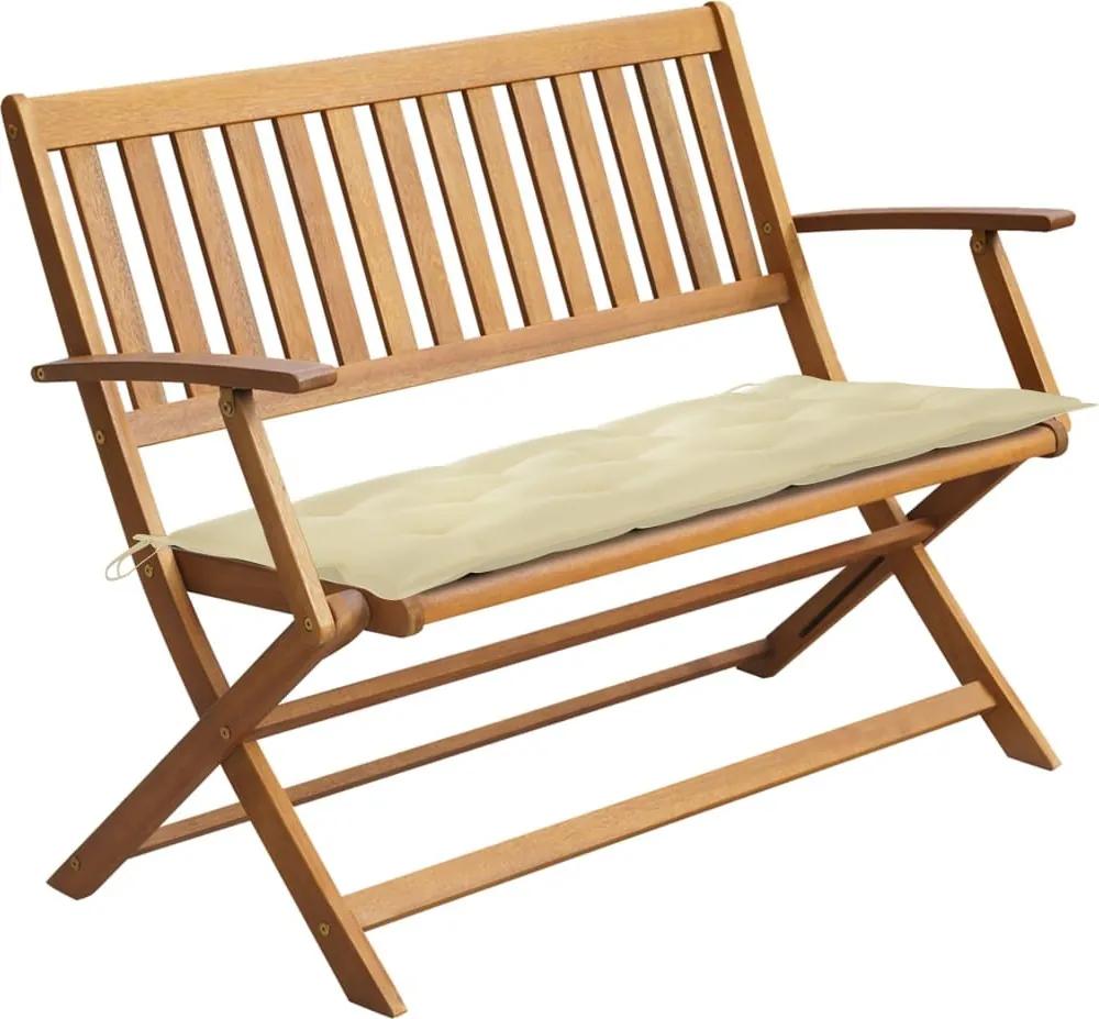 vidaXL Zahradní lavice s poduškou 120 cm masivní akáciové dřevo [3064262] Barva: taupe