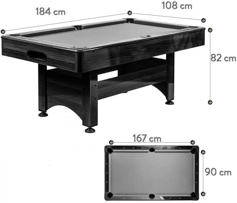 GamesPlanet Kulečníkový stůl 6 ft, černo/červený s vybavením