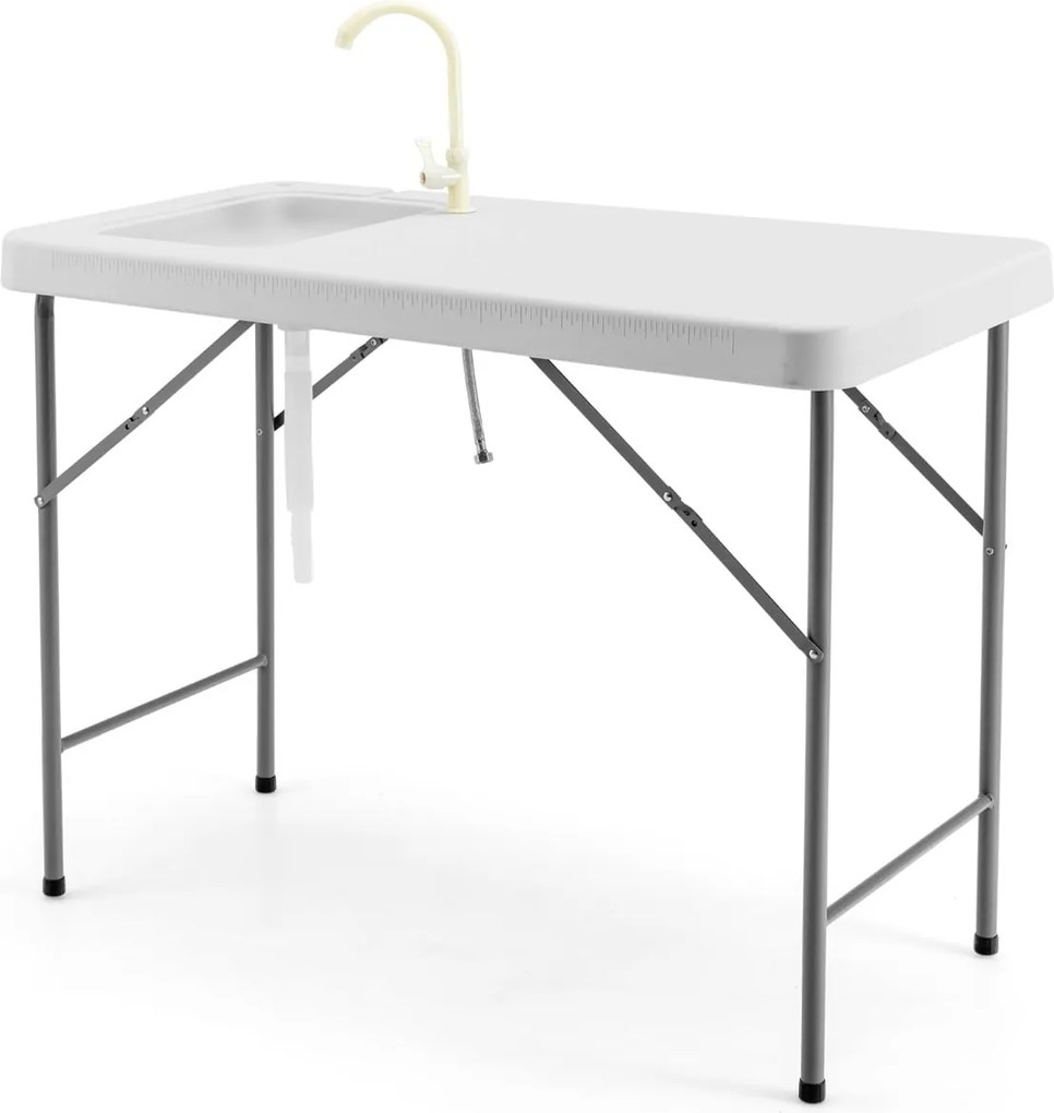 Costway Fish Cleaning Table Více přenosné rybí filé a lovecká stanice s dřezovou