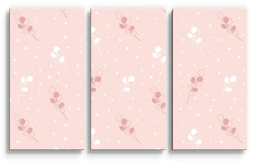 Sablio Obraz - 3-dílný Bílé a růžové květy - 120x80 cm