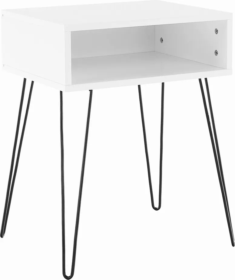 Příruční/noční stolek, bílá/černá, HONEJ