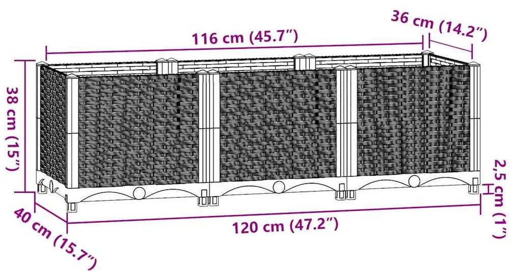 vidaXL Marketos Vyvýšený záhon 120 x 40 x 38 cm polypropylen