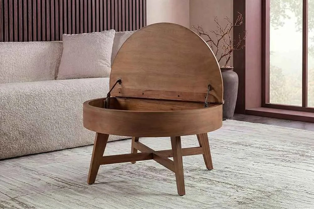 Designový konferenční stolek Rajnish 70 cm hnědé mango