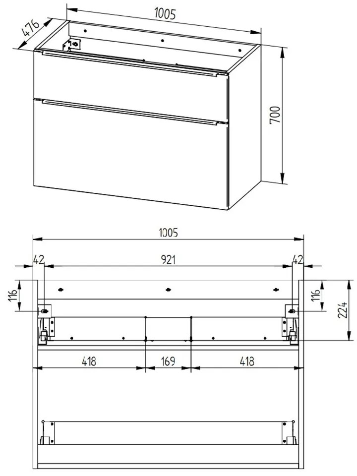 Mereo Mailo koupelnová skříňka s keramickým umyvadlem 101 cm dub CN522