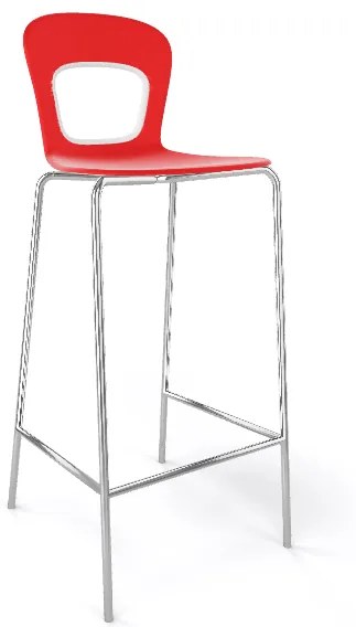 GABER - Barová židle BLOG - vysoká, červenobílá/chrom