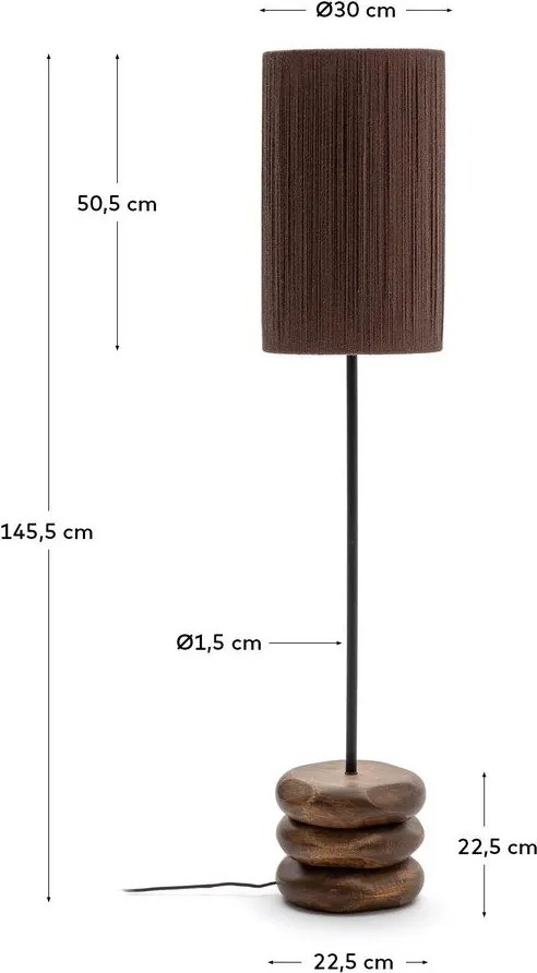 Stojací lampa z masivu akácie v tmavě přírodní barvě (výška 147 cm) Kor – Kave Home
