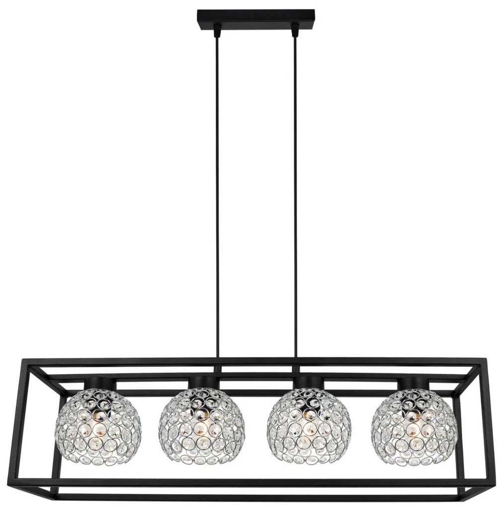 Závěsné svítidlo Crystal Cage, 4x stříbrné křišťálové stínítko v kovovém rámu