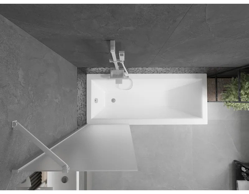 Mexen Next, vanová zástěna 1-křídlová 60 x 150 cm, fixní křídlo, 6 mm námraza sklo, bílý profil, 895-060-000-00-30-20