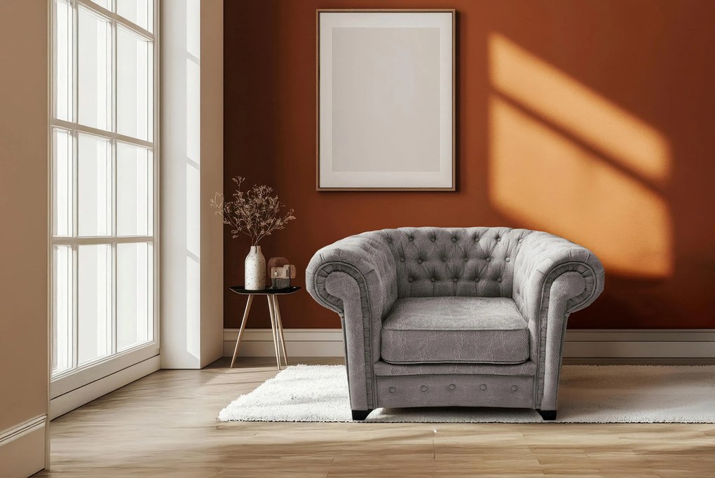 XXXLutz KŘESLO CHESTERFIELD, textil, kompozitní dřevo, šedá MID.YOU - Online Only křesla & taburety - 000694009826