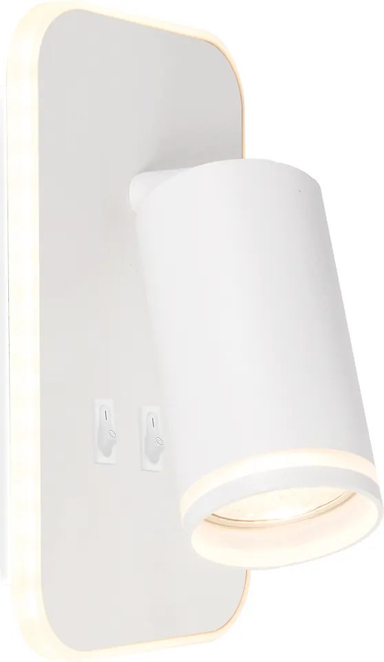 Nástěnné svítidlo Pipe Ring, 1x bílé kovové stínítko + 1x LED 6w, w, vypínač