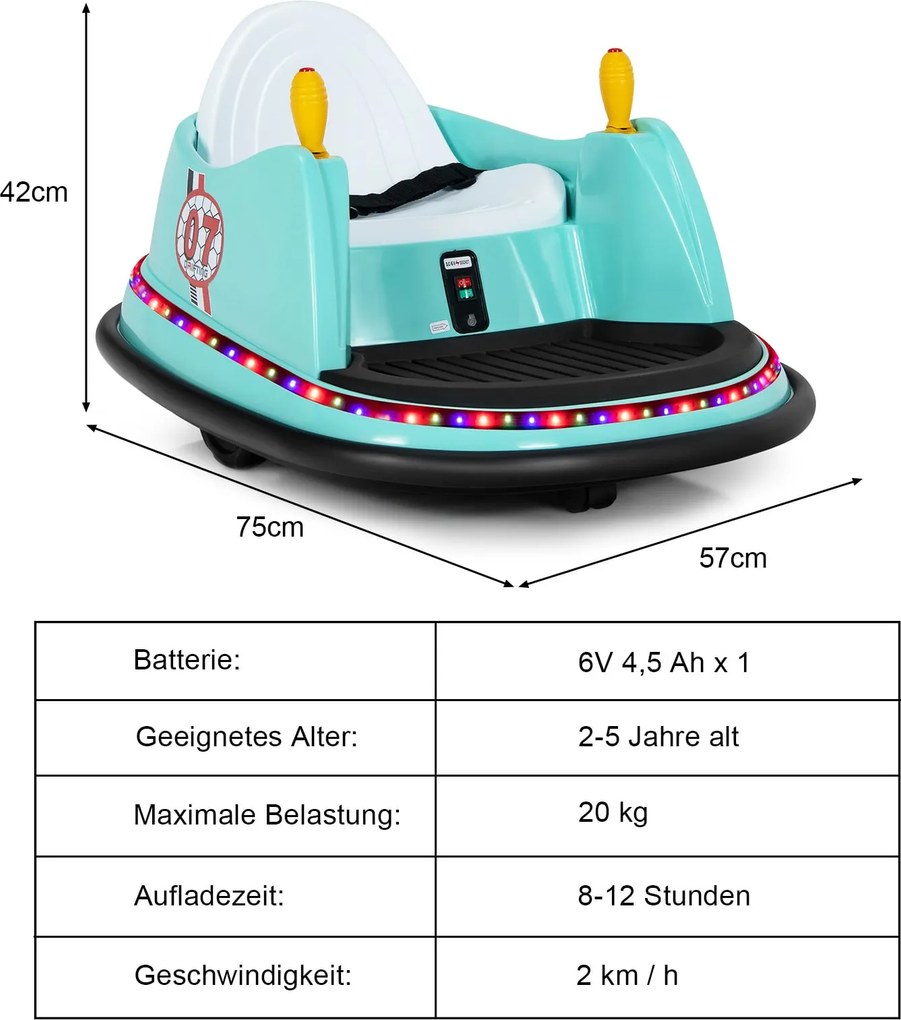 Costway 6V auto s pojízdným nárazníkem s barevnými světly