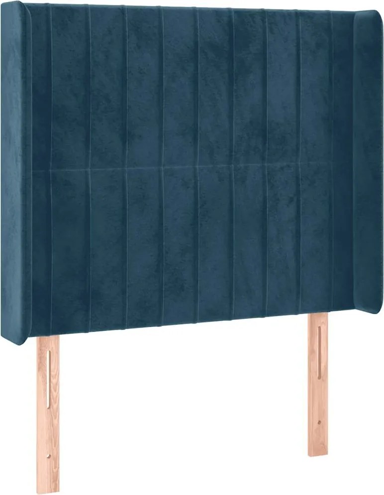 Box spring postel s matrací a LED tmavě modrá 80 x 200 cm samet 3139653