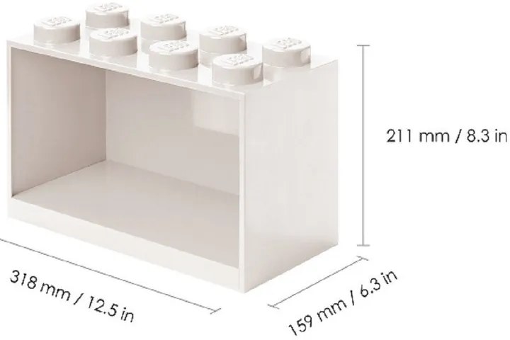 Sada 2 dětských červených nástěnných polic LEGO® Brick