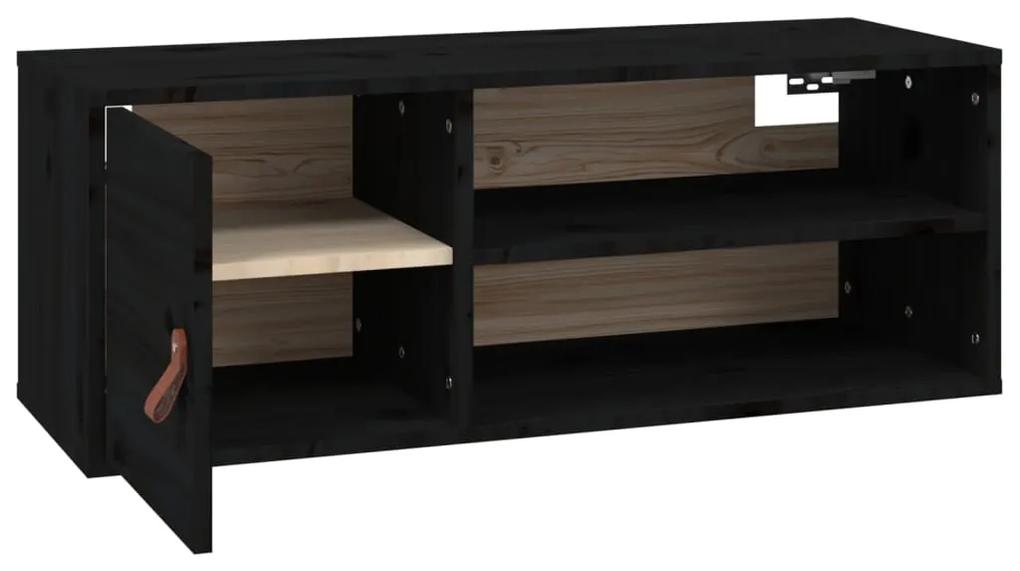 Nástěnné skříňky 2 ks černé 80x30x30 cm masivní borové dřevo - Default Title