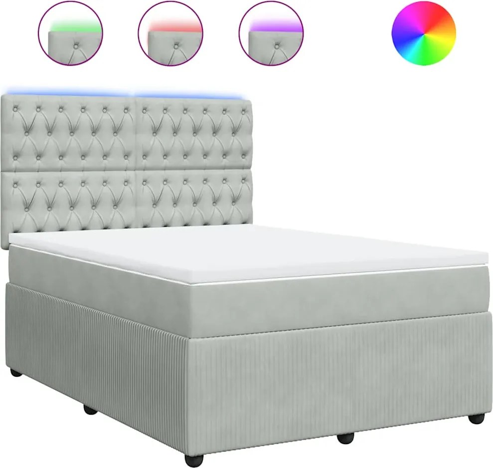 Box spring postel s matrací světle šedá 160x200 cm samet 3294688