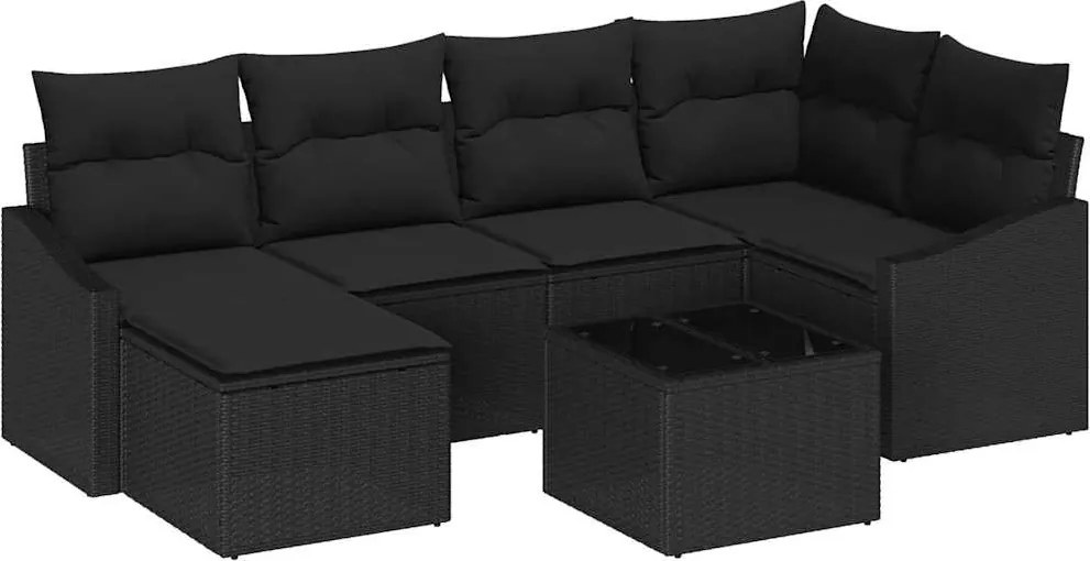 Set pohovek 7 ks Černá polyratan 3346803