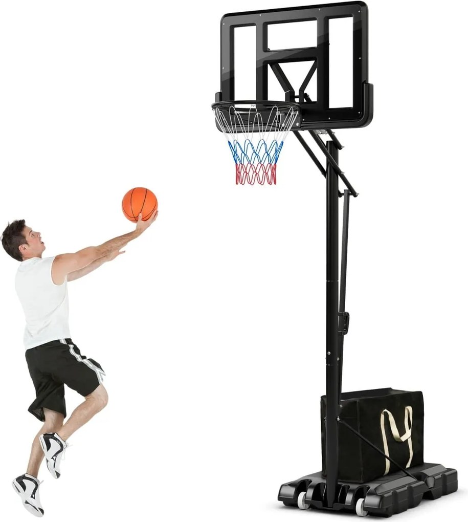 Costway Nastavitelný basketbalový koš 245–305 cm, černý
