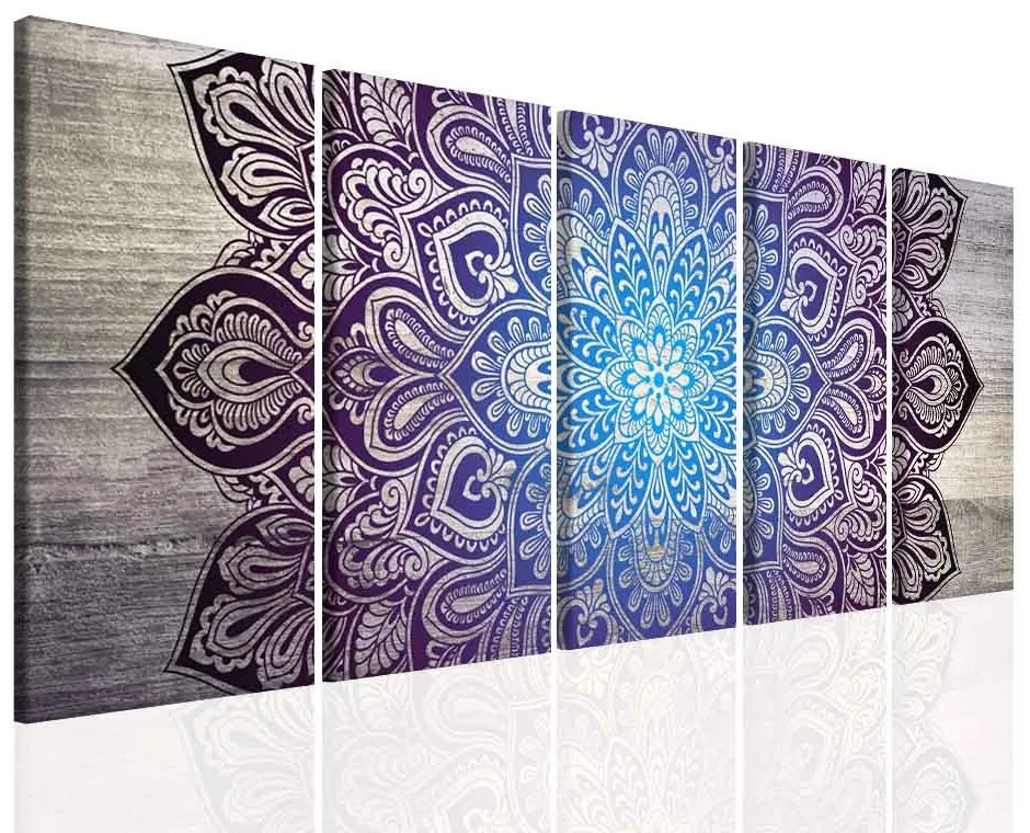 Obraz mandala na dřevě Purple Velikost (šířka x výška): 150x60 cm