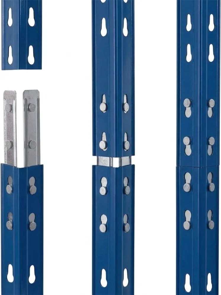 Kovový regál RIVET PRO 180x150x45 DTD dřevotříska 4 úrovně modro-oranžová